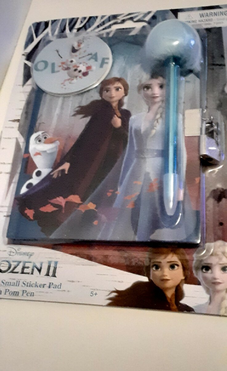 Disney Frozen Diary w/ Lock Key Blue Fuzzy Pen Ages 3+ Elsa Anna Gift ...