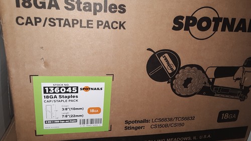 SpotNails 136045 18Ga 7/8" Button Cap Staple Pack LCS6838 TCS6832 CS150 ...