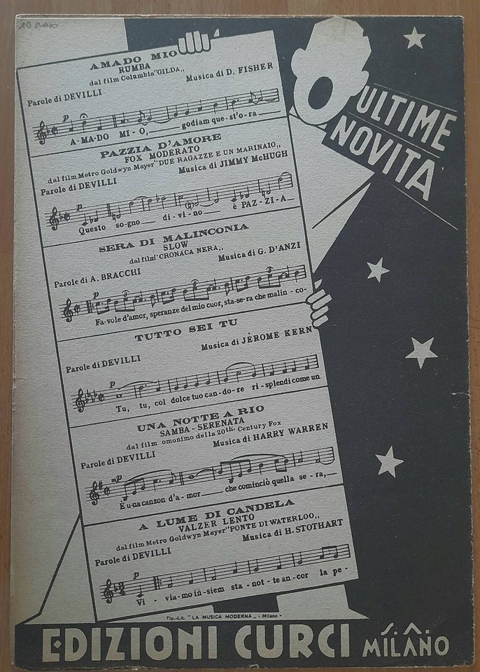 Italy Sheet music the Kid from Brooklyn film Danny Kaye Virginia Mayo ...