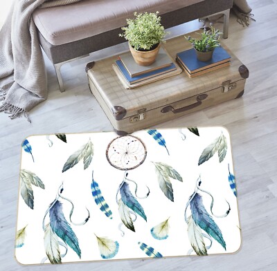 3D Blue Feather ZHUB1526 Game Non Slip Rug Mat Photo Carpet Ann | eBay UK