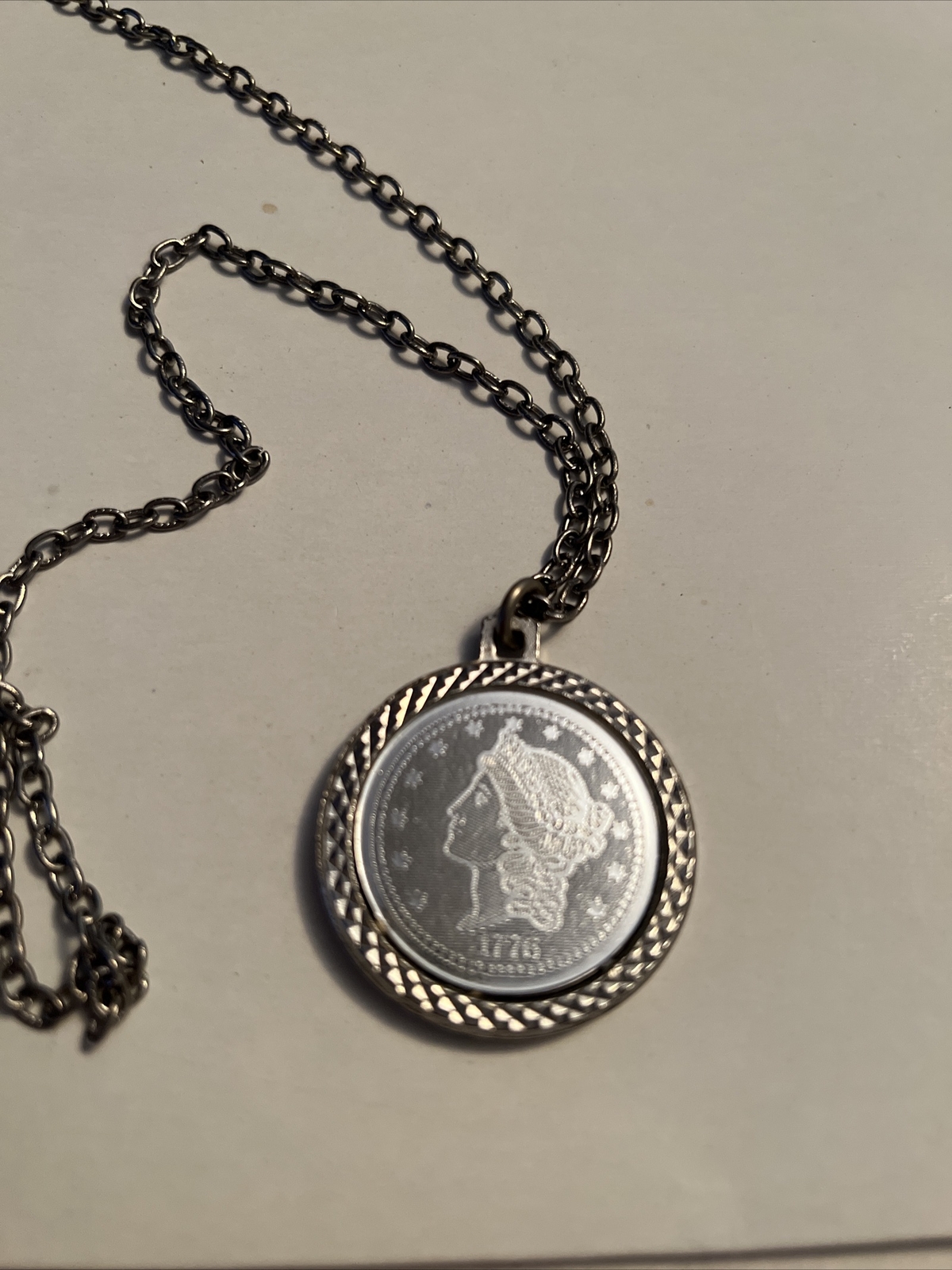 Vintage Bicentennial 1776 Twenty D Coin Necklace Pendant Gold Tone ...