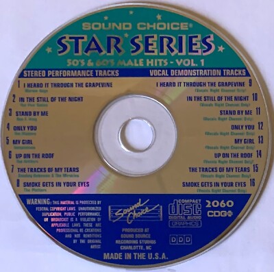 SOUND CHOICE KARAOKE STAR SERIES - 50'S & 60'S MALE HITS - VOL 1 - RARE ...