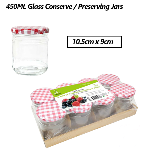 8/24x 450ML Glass Conserve Jars Screw Lid Jam Lolly Preserving Storage ...