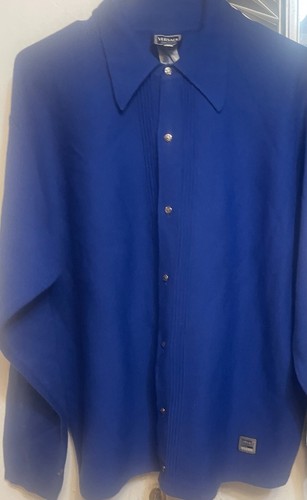 Versace Vintage Blue Long Sleeve Button up Sweater | eBay