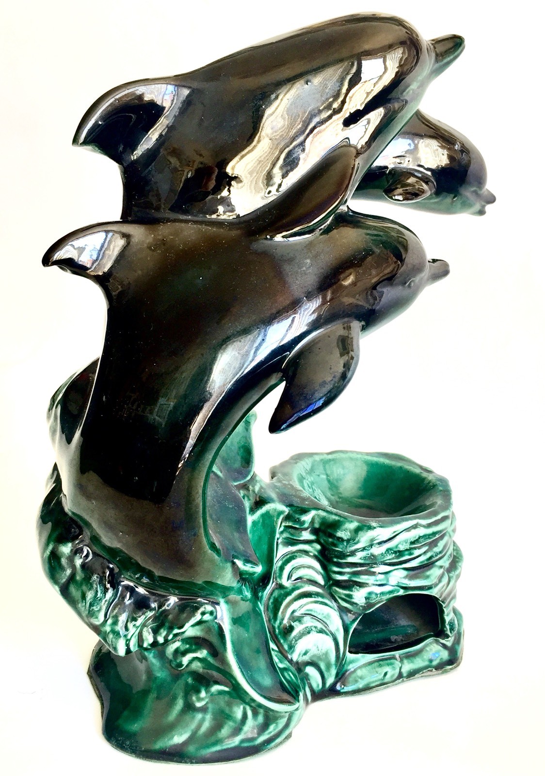 Rare Large Possibly Poole Pottery “Dolphins” Incense Burner (12”/30cm ...