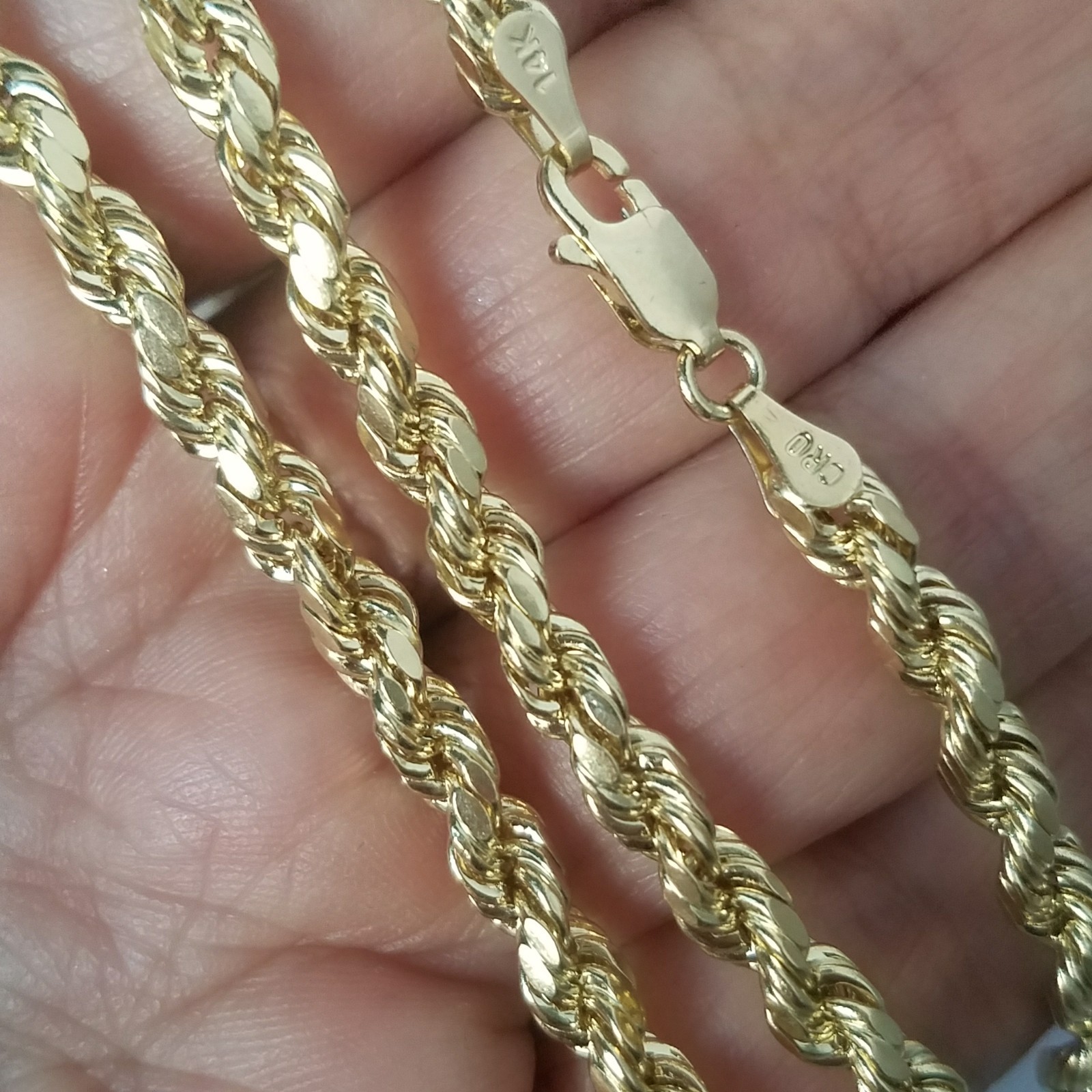 14k yellow gold rope chain 22 inches long 4 mm | eBay