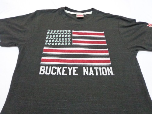 Homage T-Shirt Ohio State BUCKEYE NATION Short Sleeve Patriotic Flag ...
