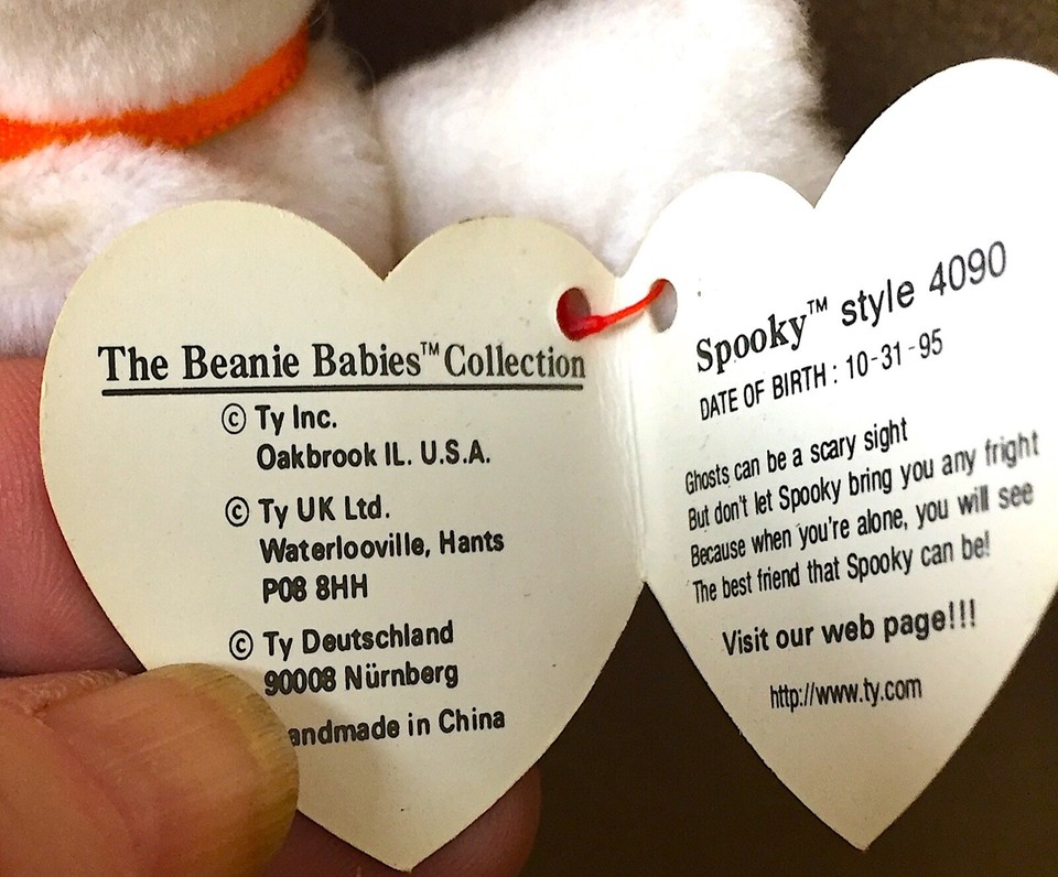 Ty Beanie Babies Spooky The Ghost Canadian Tush Tag fourth Generation ...