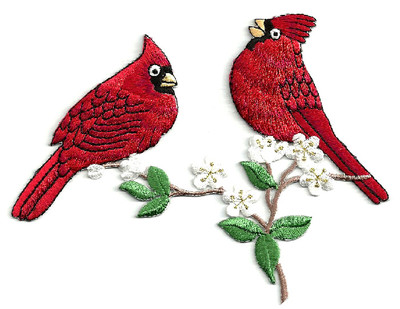 Cardinal - Bird - Cardinals On A Branch Embroidered Iron On Applique ...