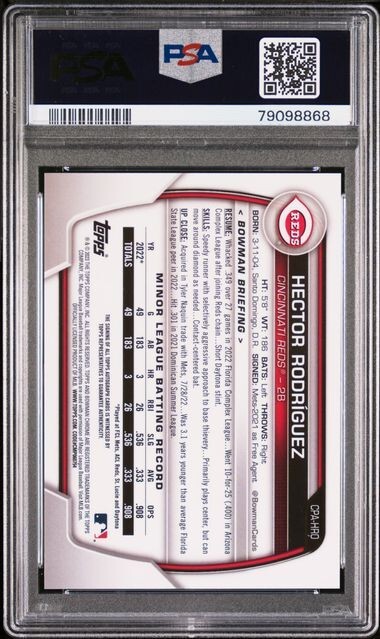Hector Rodriguez 2023 Bowman Chrome 1st Bowman Auto PSA 9 Mint Reds | eBay