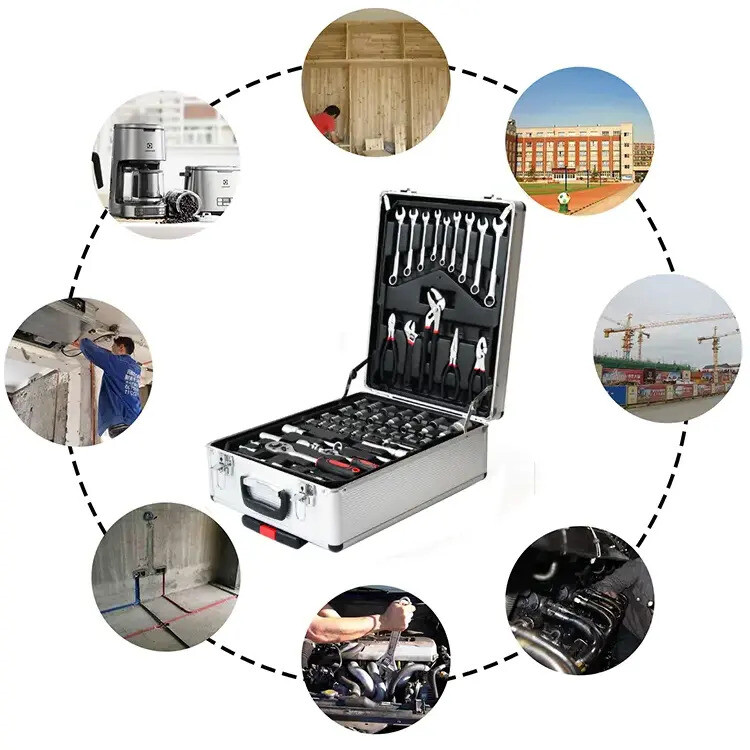 499PC Tool Kits Household Tools Kit Box Trolley Carry Toolbox Storage ...