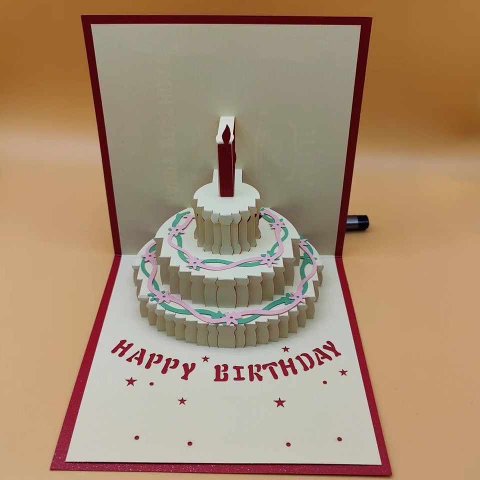 Cake Card Fold-out Birthday Card Birthday Greeting Cards with Designs ...