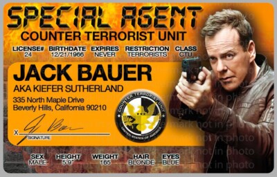 Kiefer Sutherland 24 Jack Bauer Designated Survivor License Card ...