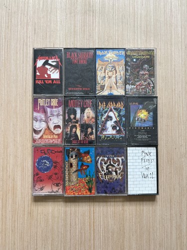 Vintage Cassette Tape Lot Of 12 Metallica Black Sabbath Iron Maiden Def ...