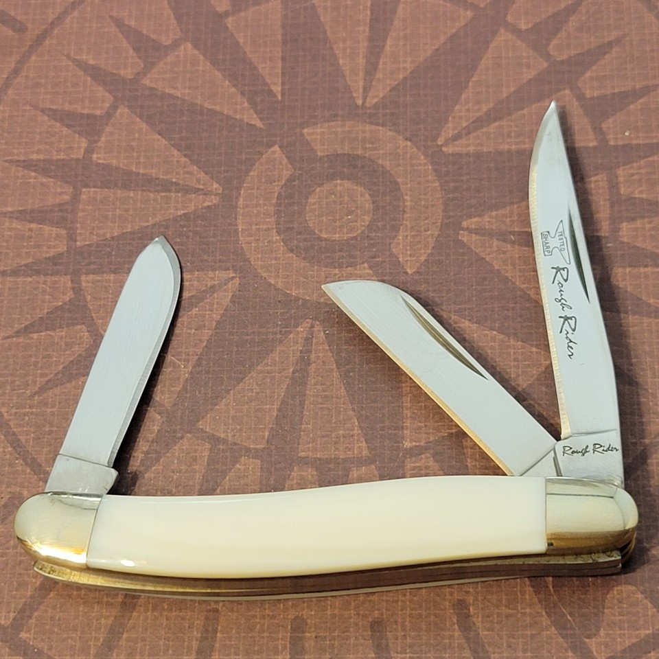 Vintage ROUGH RIDER Knife RR031 Medium Stockman Smooth Pearl Handles | eBay