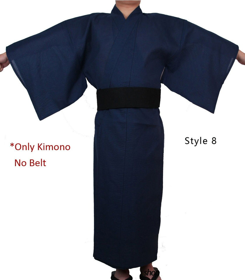 Japanese traditional samurai kimono men's yukata bathrobe robe cotton ...