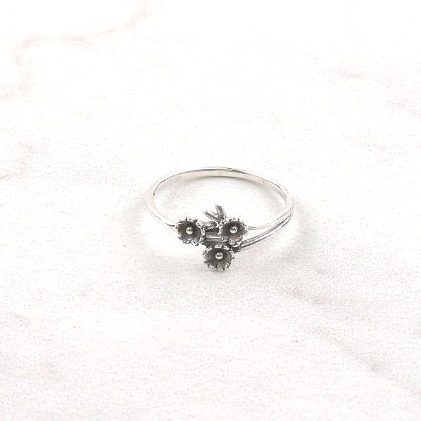 Sterling Silver Triple Flower Ring - Free Gift Packaging | eBay