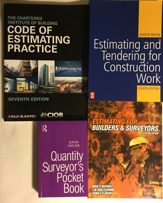 Lot of 5 British books on construction estimating, tendering, quantity ...