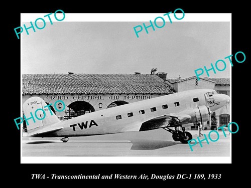 OLD HISTORIC AVIATION PHOTO OF TWA AIRLINES DOUGLAS DC1 AIRCRAFT 1933 ...