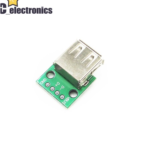 USB Female Port Connector Breakout Board 5V Power 2.54mm Header for ...