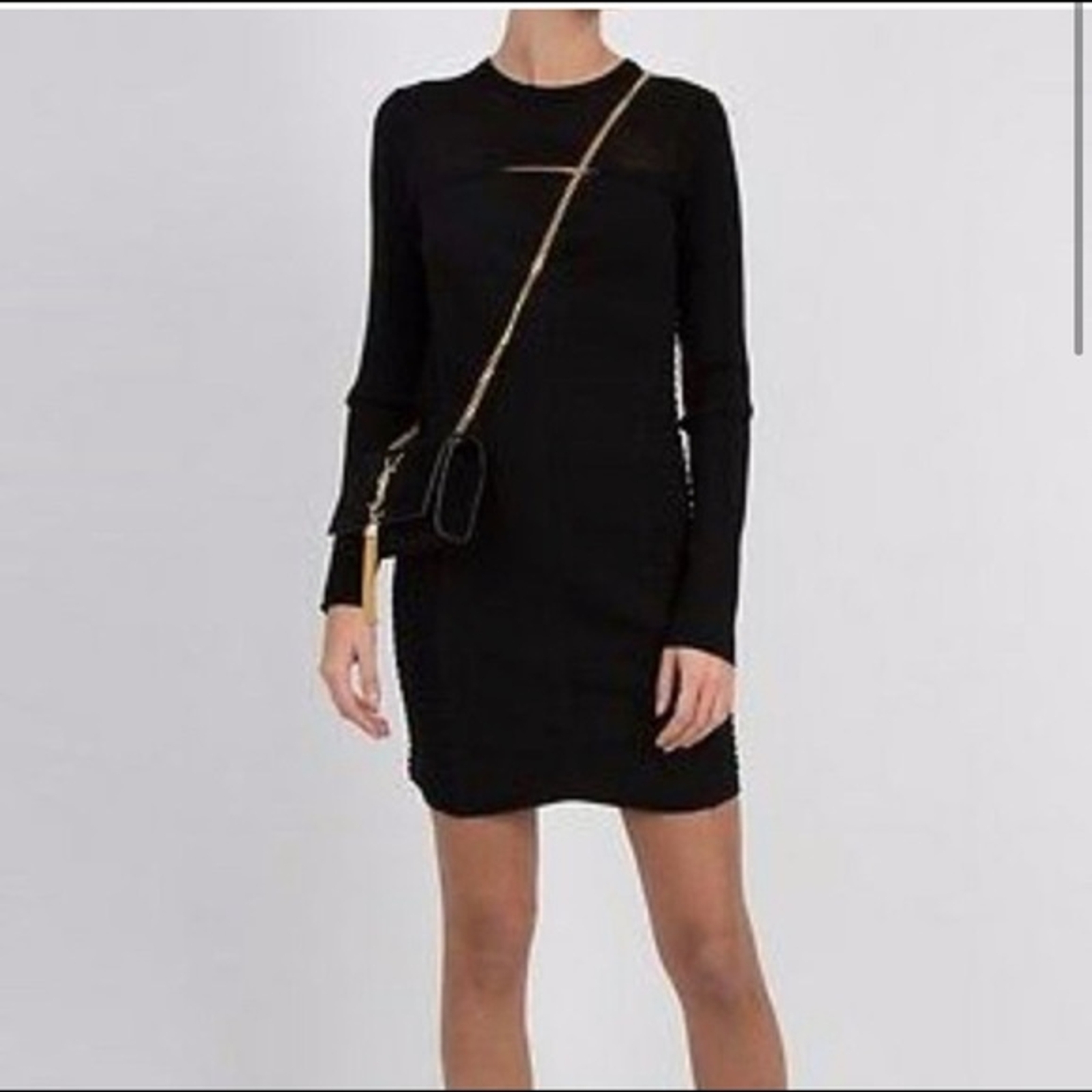 IRO Hardin Ribbed Jersey Mini Dress Black Knit Black long sleeve mini ...