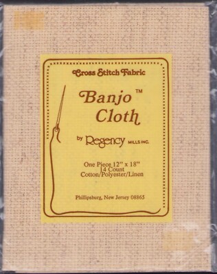 Cross stitch Embroidery Fabric 14 ct Banjo Cloth Natural 12x18" Vintage ...