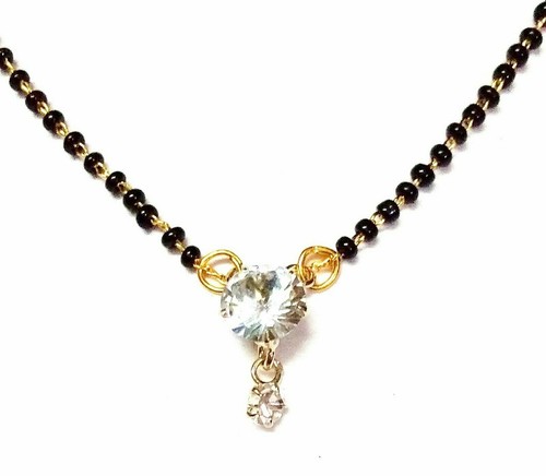Indian Gold Plated 20" Wedding AD Mangle Sutra Black Beads Chain ...