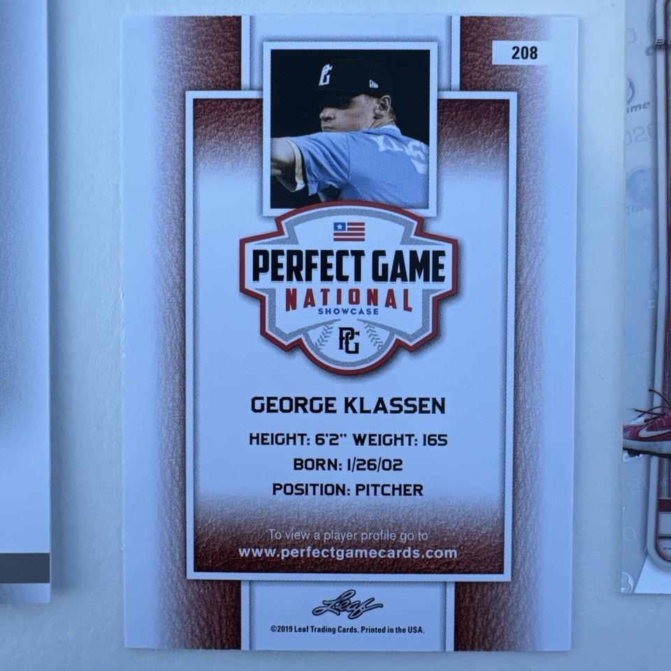 GEORGE KLASSEN SIGNED 2019 LEAF PERFECT GAME BASEBALL CARD AUTO Angels ...