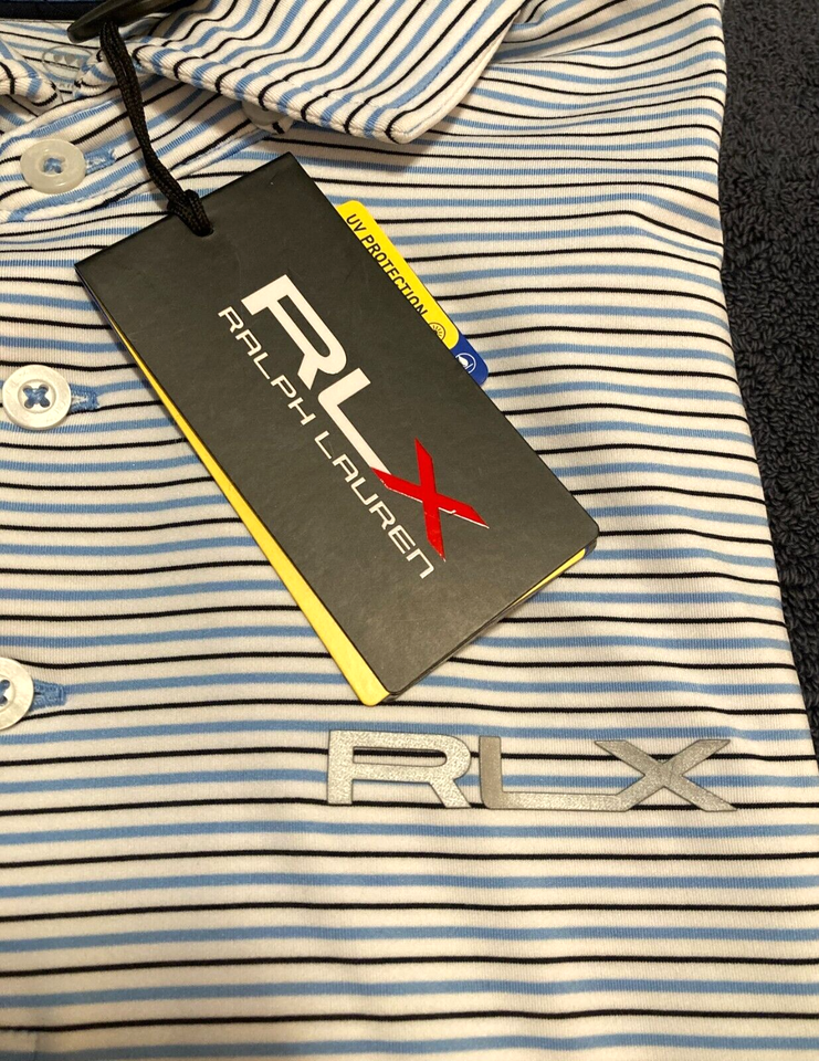 Men RLX RALPH LAUREN White Blue + Striped POLO Shirt XL X-Lrg NWT NEW "RLX" Logo | eBay