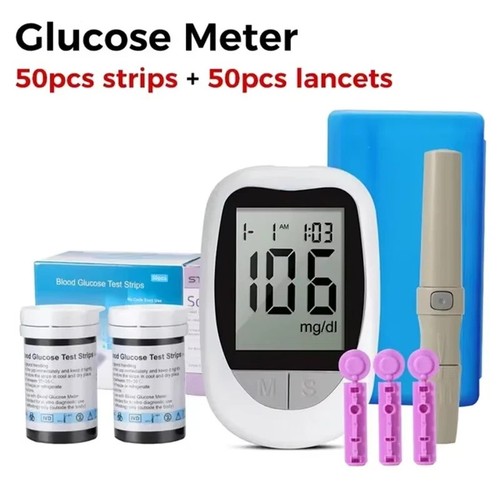 Blood Glucose Sugar Monitor Diabetes Testing Kit +50 Test Strips +50 ...