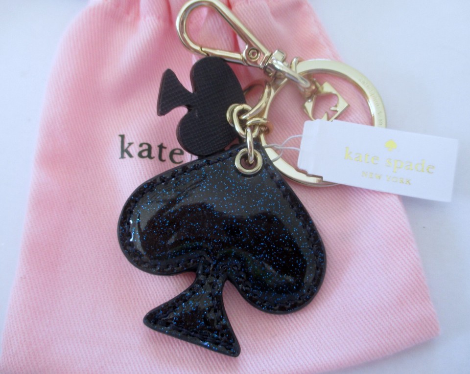 NWT Kate Spade Patent Leather Glitter Spade Key Fob Chain Keychain Bag ...