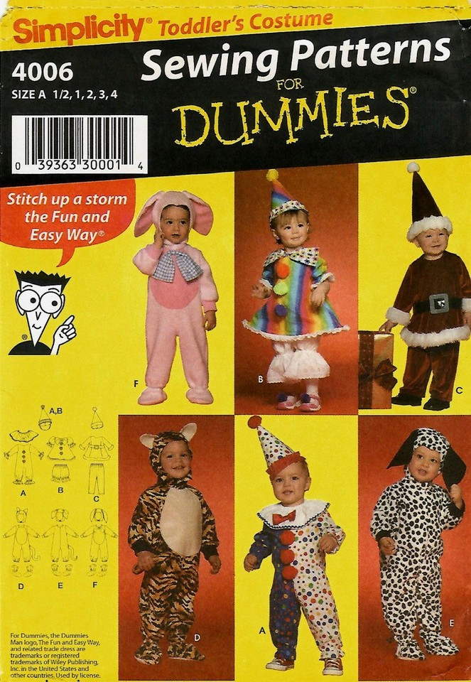 Simplicity Sewing Patterns For Dummies Costumes Your Choice Child/Girls ...