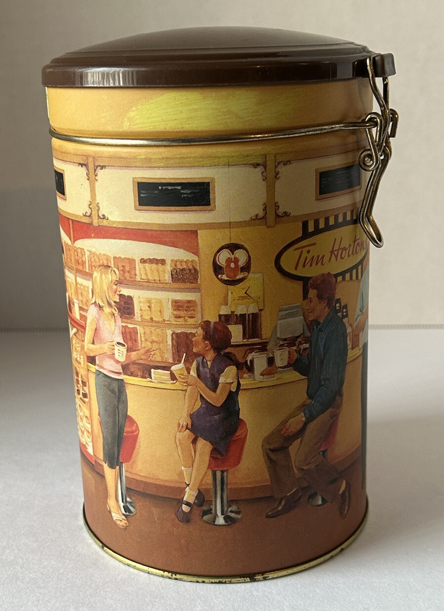 Vintage Tim Hortons 7" Canister Container #001 “Gathering Place” Metal ...