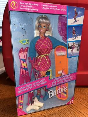 1994 Winter Sports Barbie Doll Mattel #13516 Bend & Move Body Rare ...