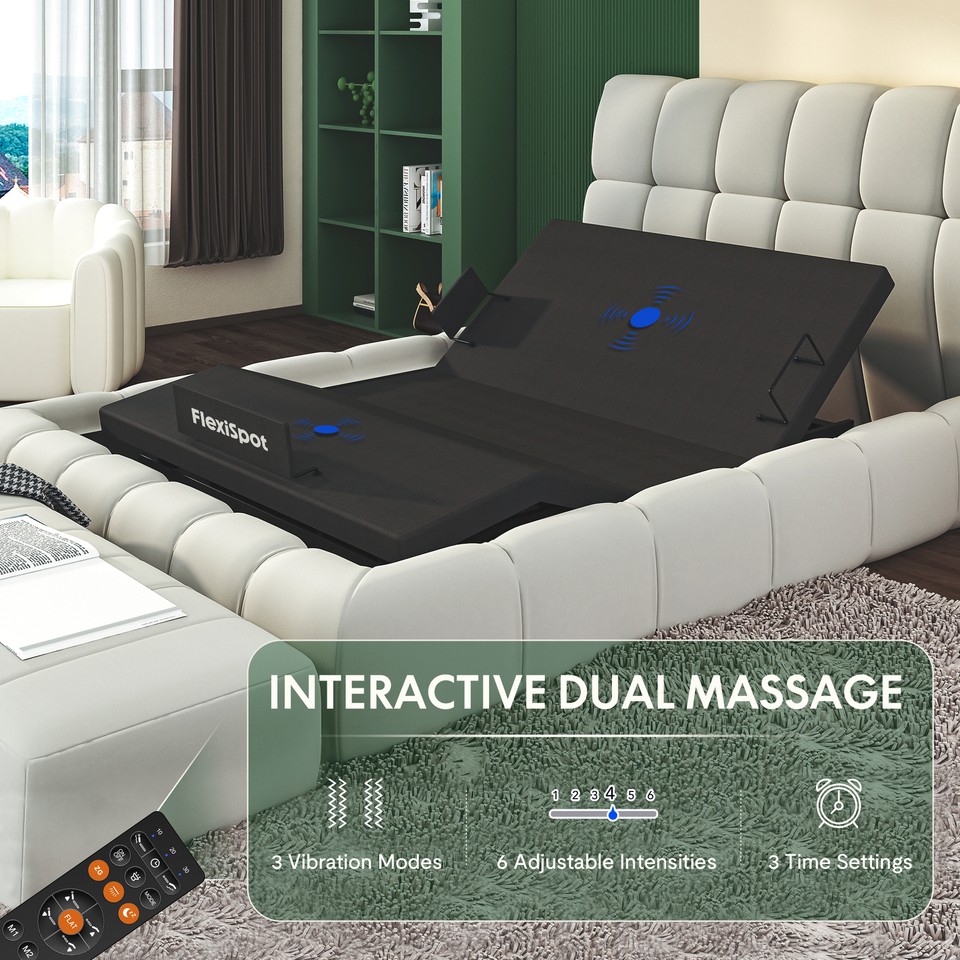 FLEXISPOT Massage Zero Clearance Adjustable Bed Frame Base with ...