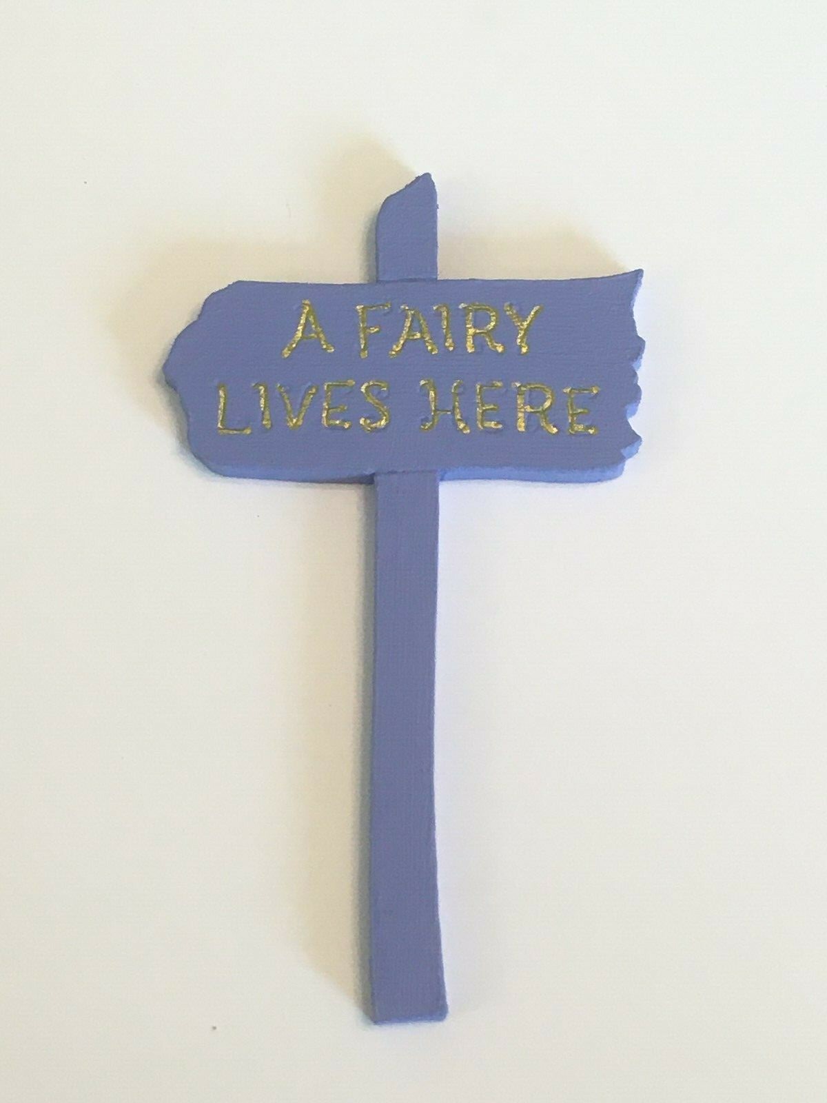 Wooden A FAIRY LIVES HERE Sign Post - Fairy Door Accessory - Fairy ...
