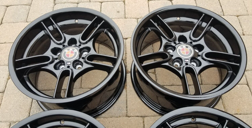 BMW E24 E28 M5 E39 OEM MPar 17" Staggered Style 66M Gloss Black Wheels ...