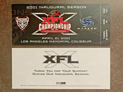 2001 1st XFL Championship Game Ticket Los Angeles Xtreme vs San ...