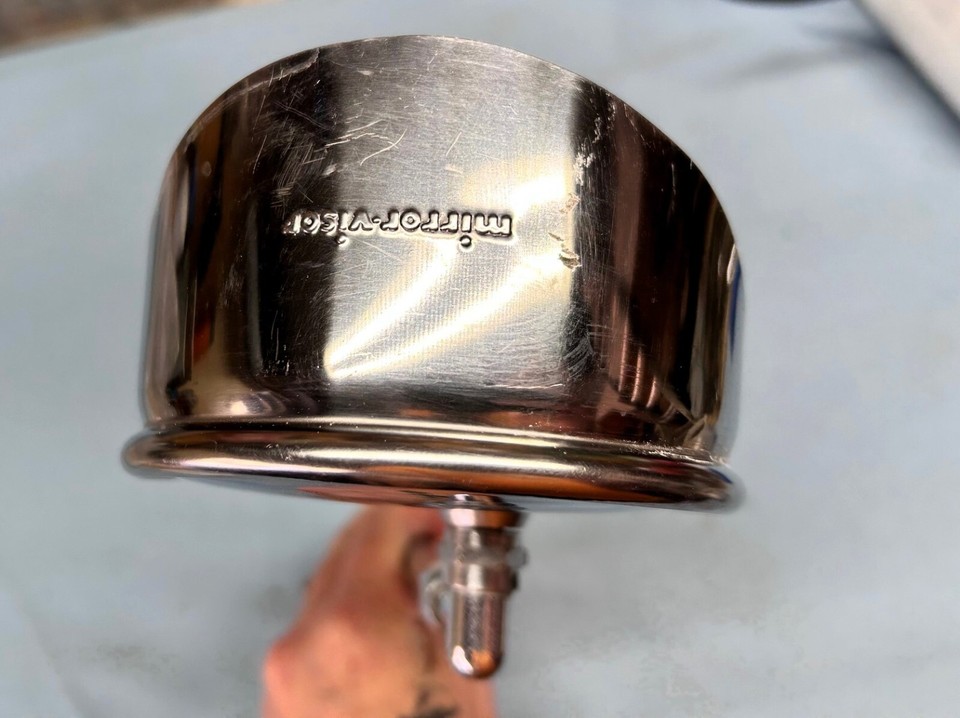 VINTAGE HOODED MIRROR WITH DOOR HINGE MOUNT HOT ROD RAT ROD MIRROR ...