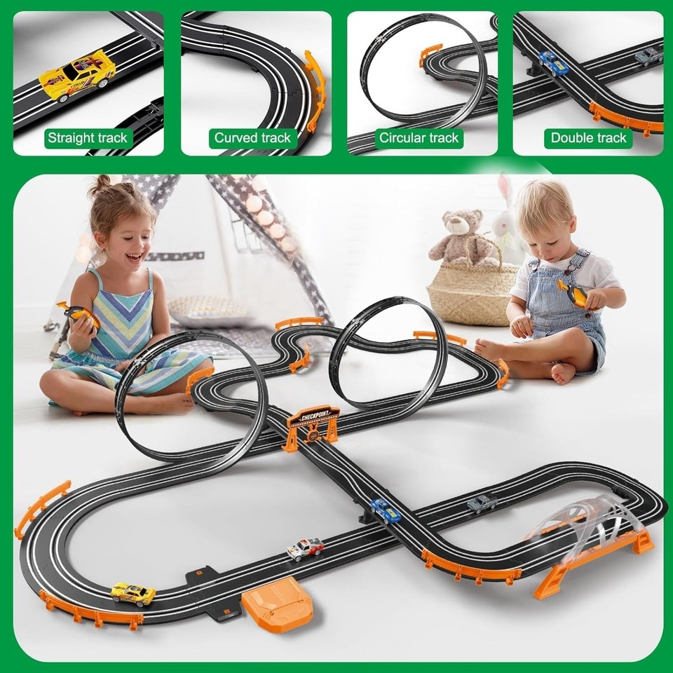 Slot Car Race Track Set Electric Powered Race Track Dual Racing Car ...