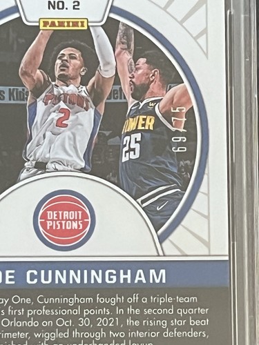 2021-22 Panini Obsidian RC Cade Cunningham Tunnel Vision Purple Etch ...