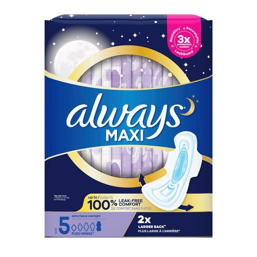 Always Maxi Size 5 Extra Heavy Overnight Flexi-Wings 54 Pads NEW | eBay