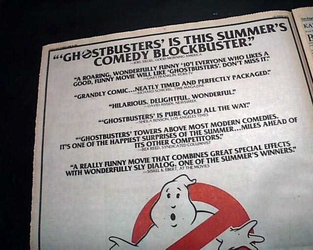 Ghostbusters & Gremlins Film Movie 1st Week Advertisements 1984 L.A ...