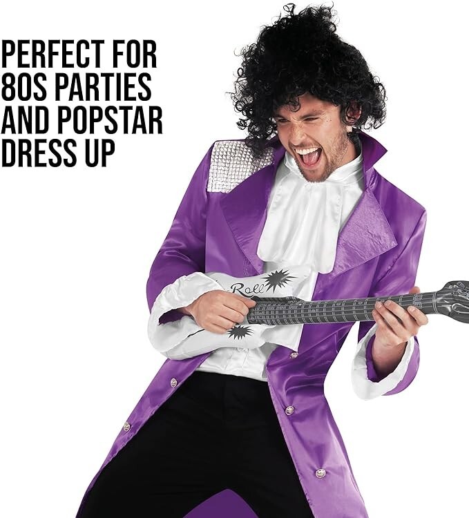 Men`s Prince Costume Adult Purple Rain Pop Star Jacket Wig Guitar ...