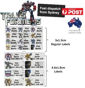 Transformers Personalised name labels Vinyl School Book Vinyl kids ...