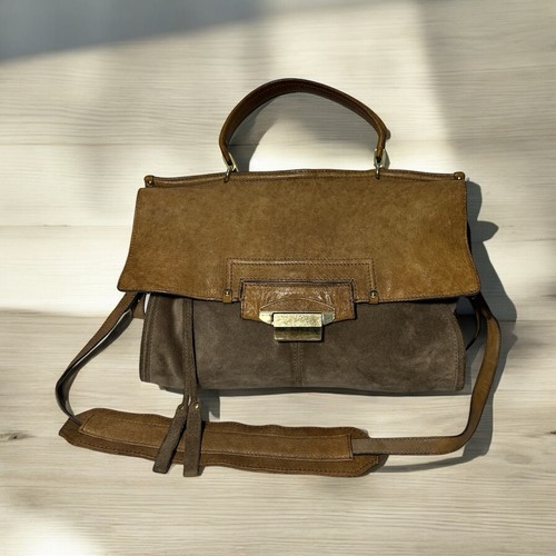 Kooba Tan Calf Leather and Suede Satchel | eBay
