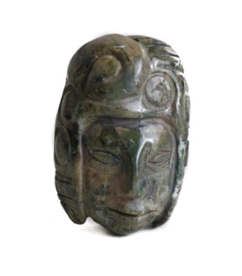 Pre Columbian Polished Jade Stone Mask Pendant Detailed headdress Rose ...