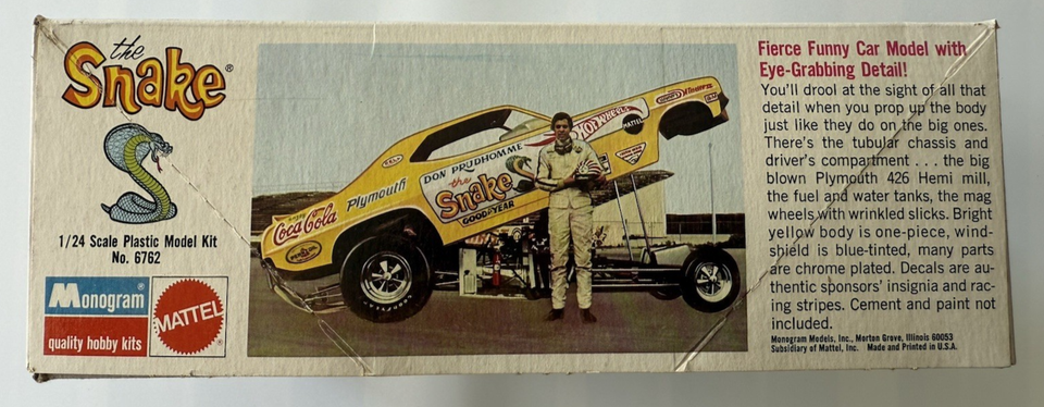 Monogram Prudhomme Plymouth Cuda The Snake 1/24 Scale Model Kit 6762 ...