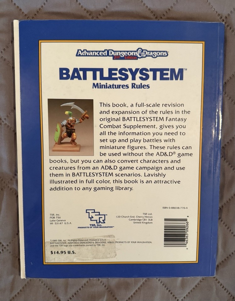 1989 TSR AD&D 2ND ED BATTLESYSTEM MINIATURE RULES 9266 ACCESSORY 1ST ...