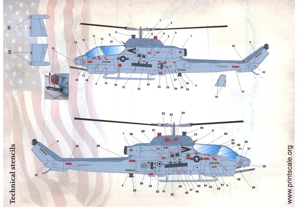 Print Scale Decals 1/72 BELL AH-1 COBRA American Attack Helicopter | eBay